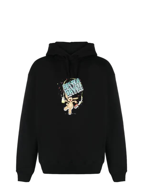 Martine Rose Better Days-print Cotton Hoodie - Black