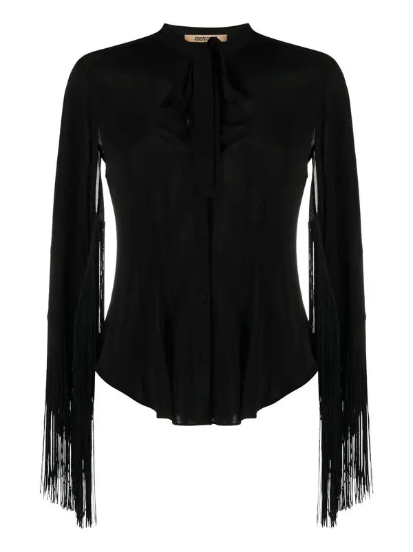 Roberto Cavalli Fringe-cuff Shirt - Black