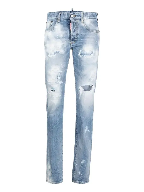Dsquared2 Distressed-effect Straight-leg Jeans - Blue