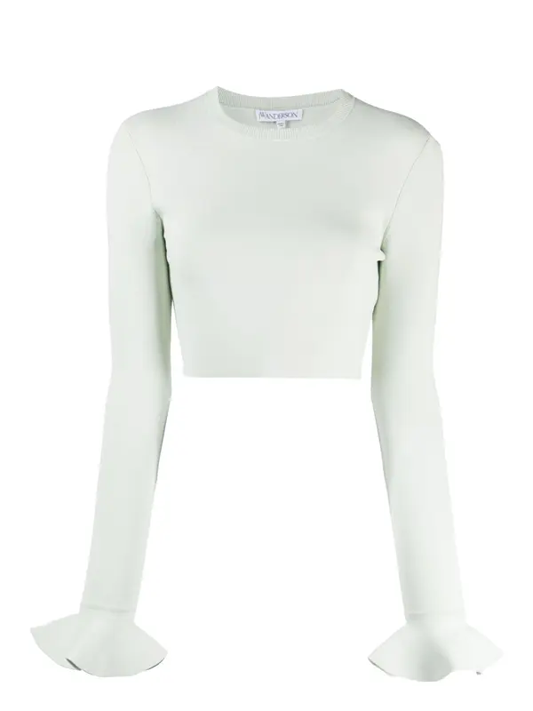JW Anderson Ruffle-detail Cropped Top - Green