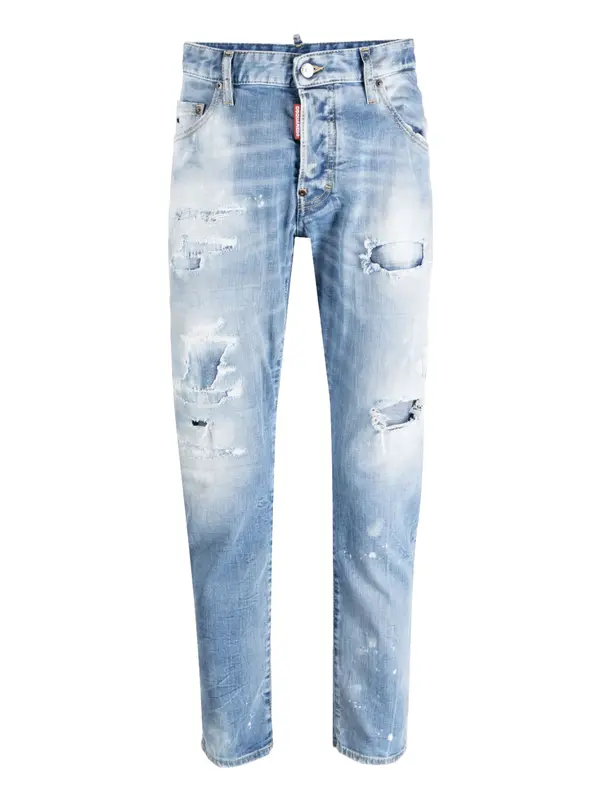 Dsquared2 Distressed-finish Tapered-leg Jeans - Blue