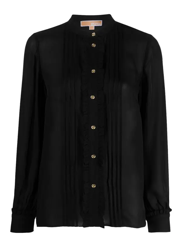 Michael Kors Ruffled Buttoned Shirt - Black