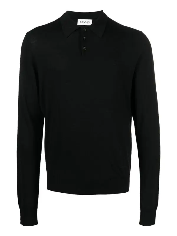 LANVIN Long-sleeve Polo Shirt - Black