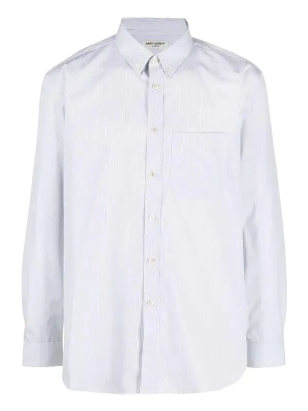 Saint Laurent Striped Long-sleeve Cotton Shirt - White