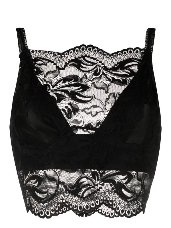 Rabanne Lace-detail Cropped Top - Black