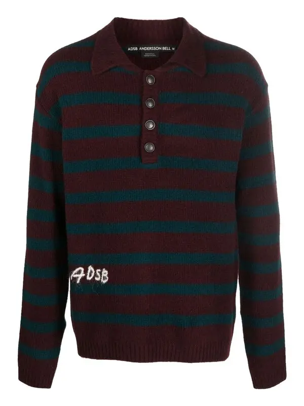Andersson Bell Logo-embroidered Striped Polo Shirt - Red