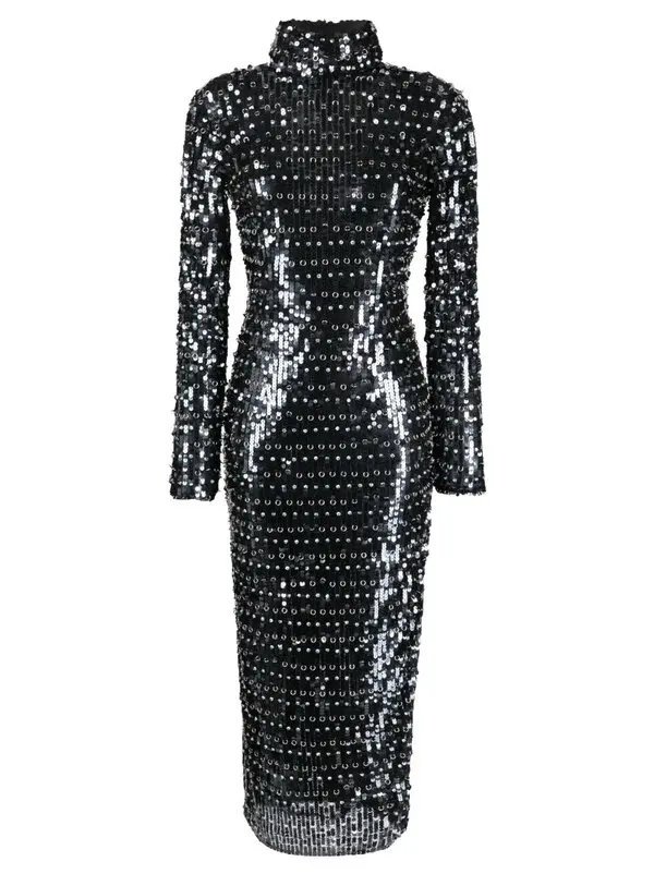 Patrizia Pepe V-back Sequined Maxi Dress - Black