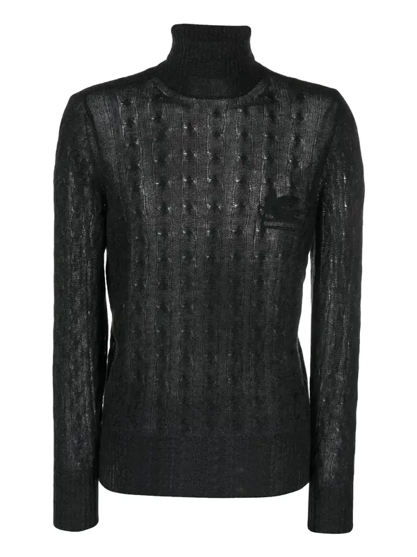 Etro Roll-neck Cashmere Cable-knit Jumper - Grey