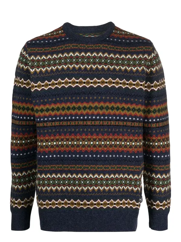 Barbour Graphic-print Wool Jumper - Blue