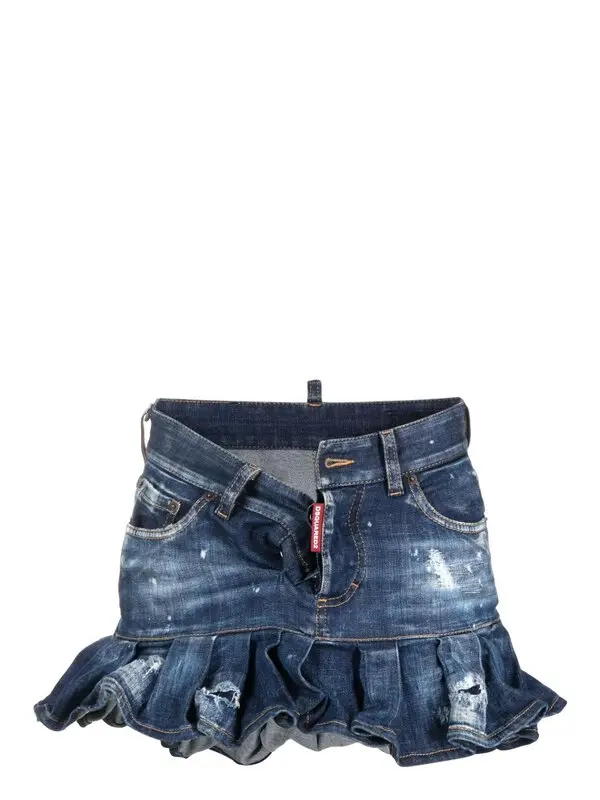 Dsquared2 Distressed Denim Pleated Skirt - Blue