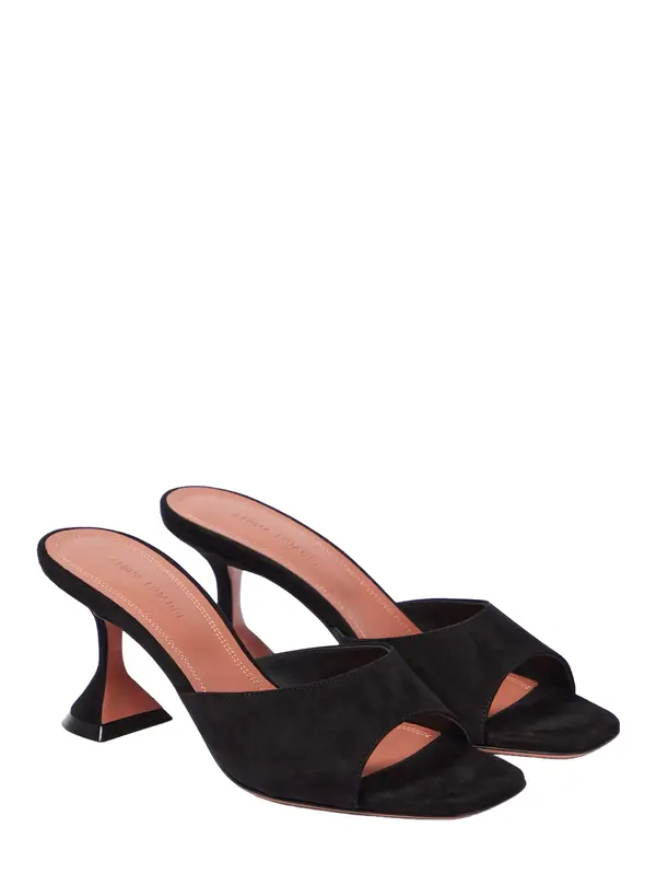 Amina Muaddi Lupita Suede Mules - Black