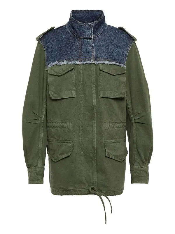 Chloé Utility Denim-trimmed Cotton-blend Jacket - Green