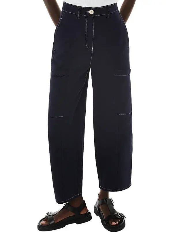 Whistles Meg Tab Detail Trousers - Navy