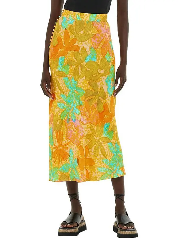 Whistles Side Button Midi Skirt - Multicolor