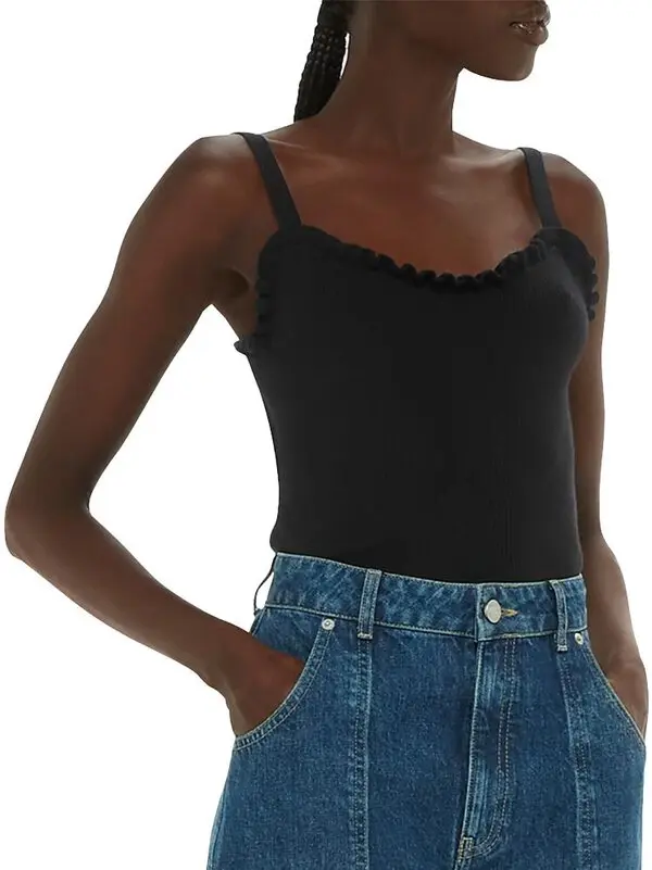 Whistles Ruffled Trim Camisole - Black
