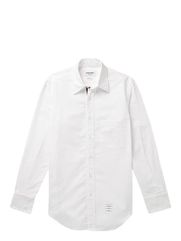 Thom Browne Slim-fit Button-down Collar Logo-appliquéd Cotton Oxford Shirt - White