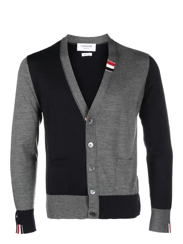 Thom Browne Jersey Stitch V-neck Cardigan - Blue