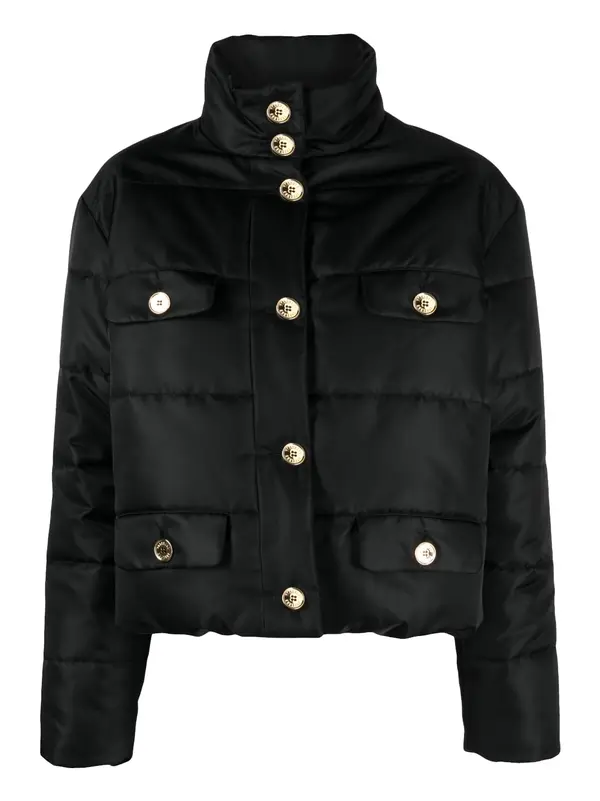 Moschino Button-up Puffer Jacket - Black