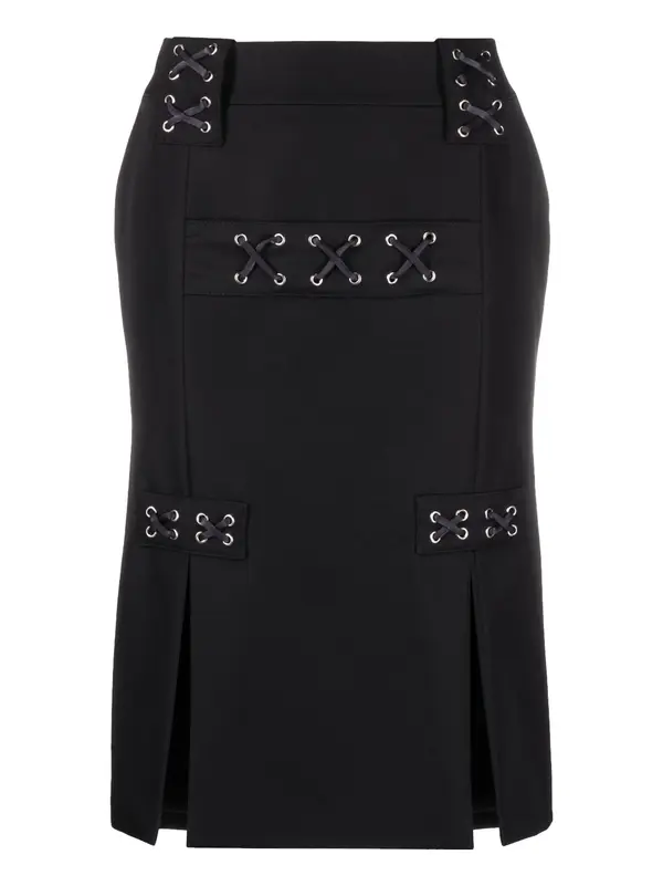 Alessandra Rich Lattice-embellished Midi Skirt - Black