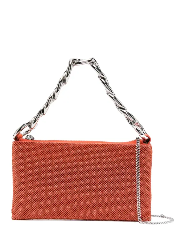 Patrizia Pepe Maxichain Rhinestone Clutch - Orange