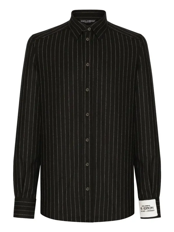 Dolce & Gabbana Striped Virgin-wool Shirt - Black