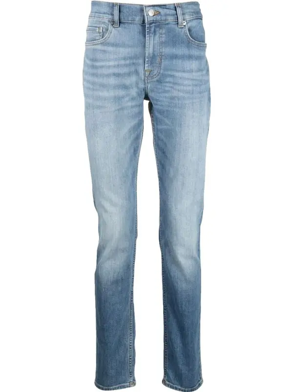7 For All Mankind Mid-rise Straight-leg Jeans - Blue