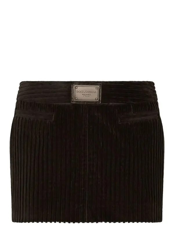 Dolce & Gabbana Ribbed Velvet Mini Skirt - Black