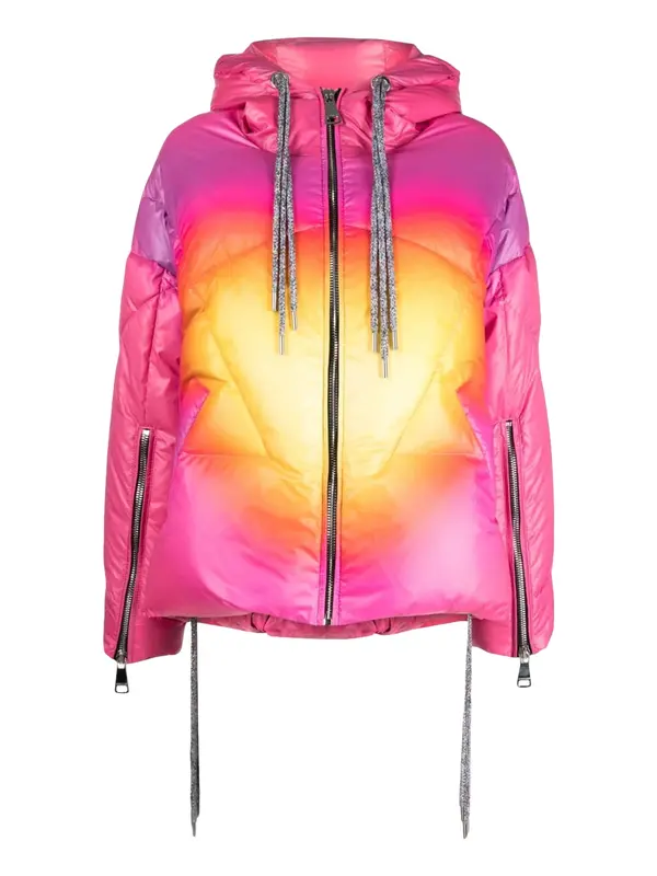 Khrisjoy Iconic Gradient Hooded Puffer Jacket - Pink
