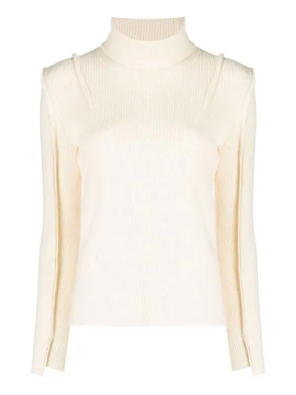 R13 Roll-neck Ribbed-knit Jumper - White