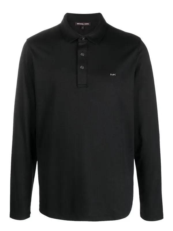 Michael Kors Long-sleeve Cotton Polo Shirt - Black
