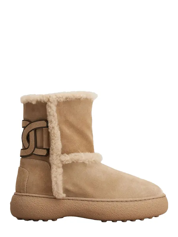 TOD'S Logo-patch Suede Boots - Neutrals