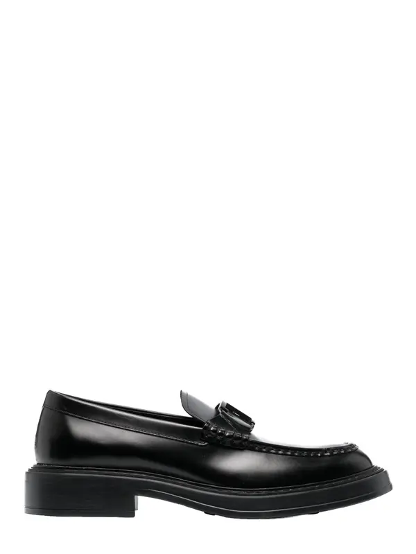 TOD'S Logo-plaque Leather Loafers - Black