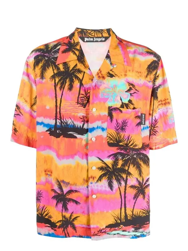 Palm Angels Palm Tree-print Shirt - Pink