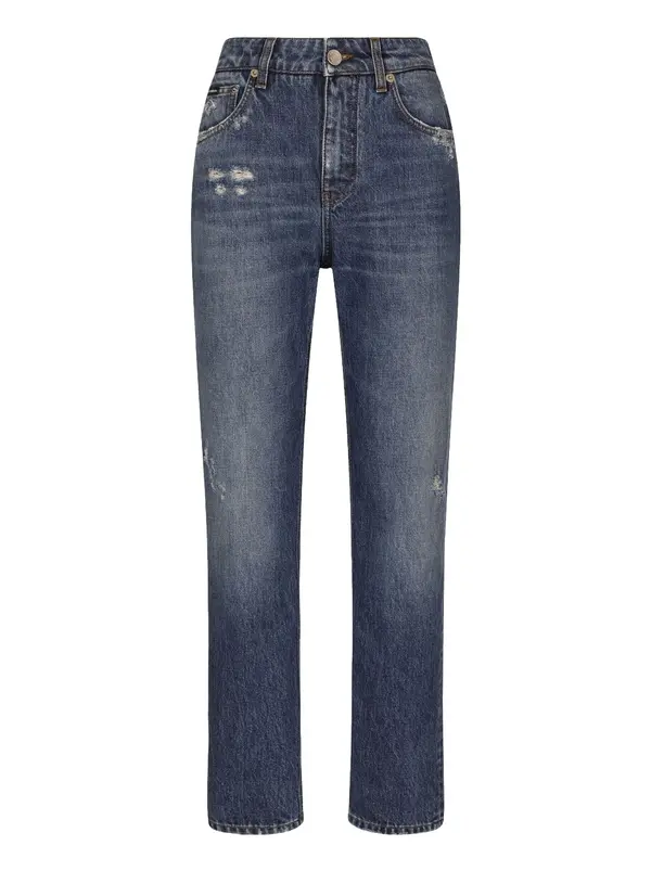Dolce & Gabbana Logo-plaque Straight-leg Jeans - Blue