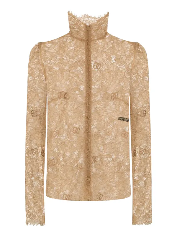 Dolce & Gabbana Sheer Lace Blouse - Brown