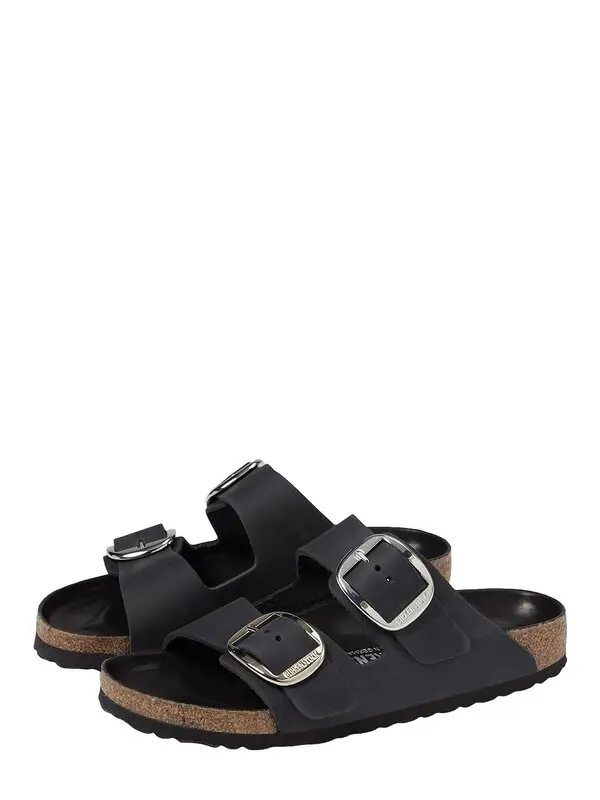 BIRKENSTOCK Arizona Big Buckle Oiled Leather Sandals - Black
