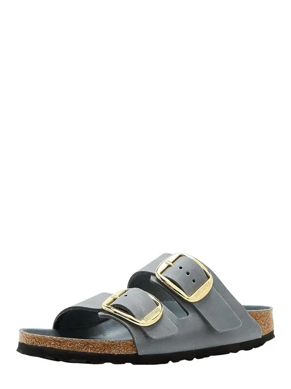 BIRKENSTOCK Arizona Big Buckle Oiled Leather Sandals - Gray