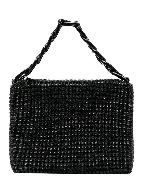 Patrizia Pepe Maxichain Rhinestone Tote - Black