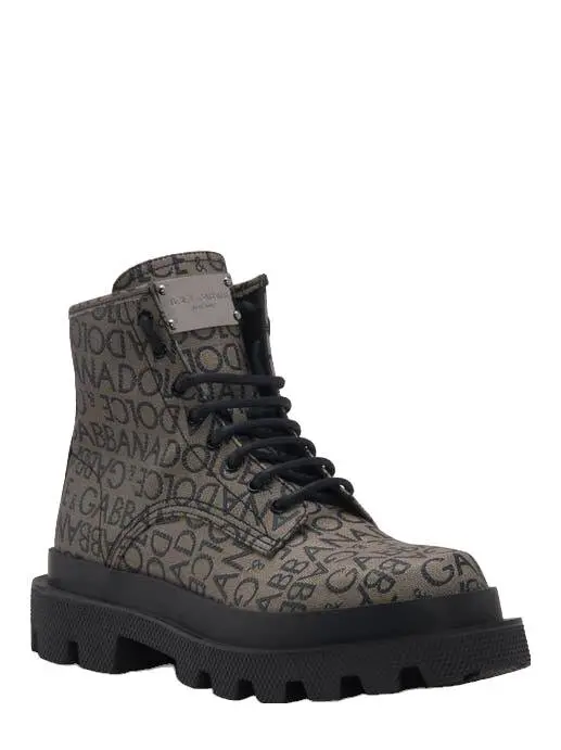 Dolce & Gabbana High Trekking Logo Jacquard Boots - Brown