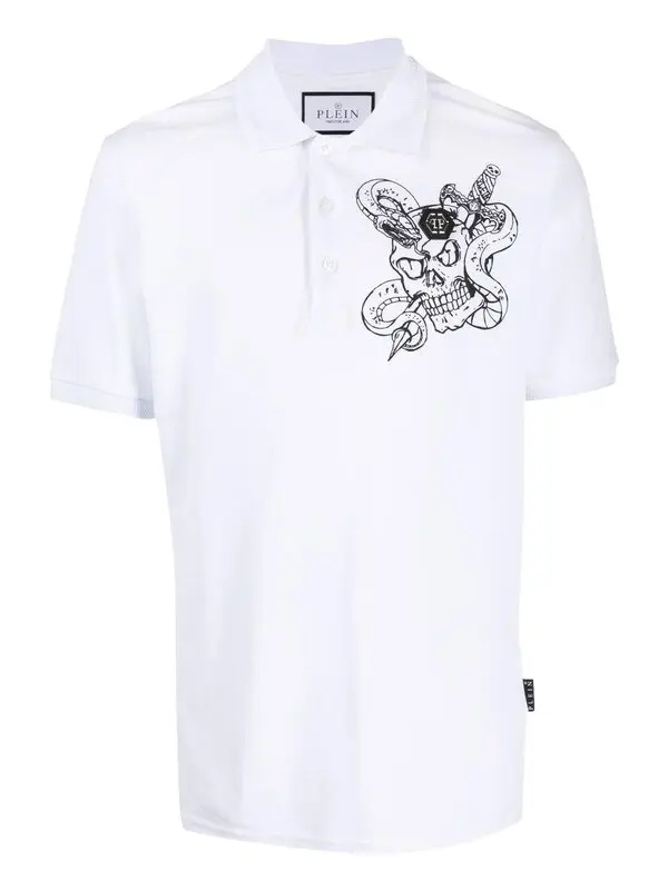 Philipp Plein Snake Cotton Polo Shirt - White