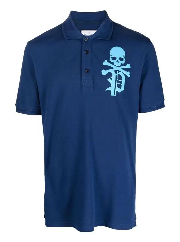 Philipp Plein Skull & Bones Logo-print T-shirt - Blue