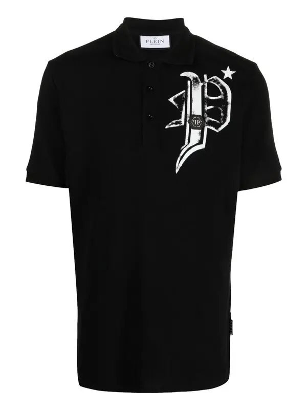 Philipp Plein Skull & Bones Jersey Polo Shirt - Black