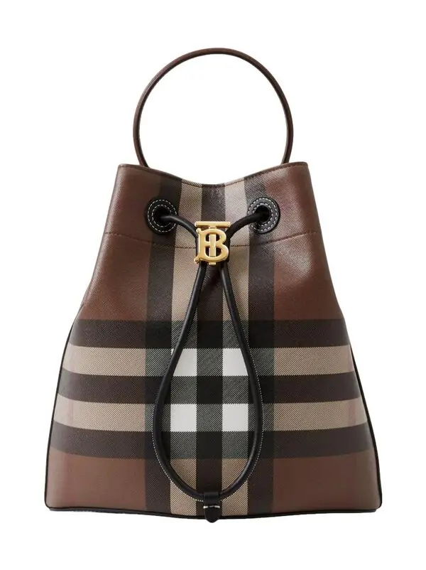 Burberry Tb Leather Bucket Bag - Brown
