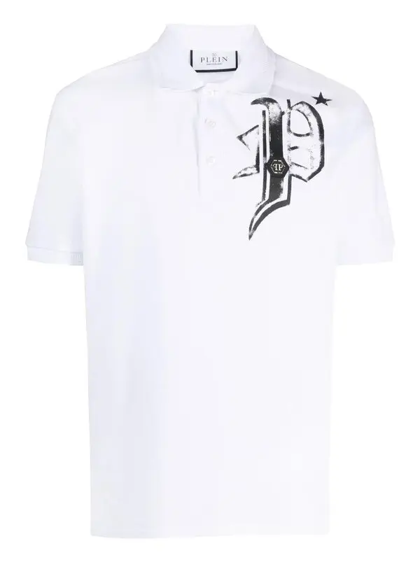Philipp Plein Logo-print Cotton Polo Shirt - White