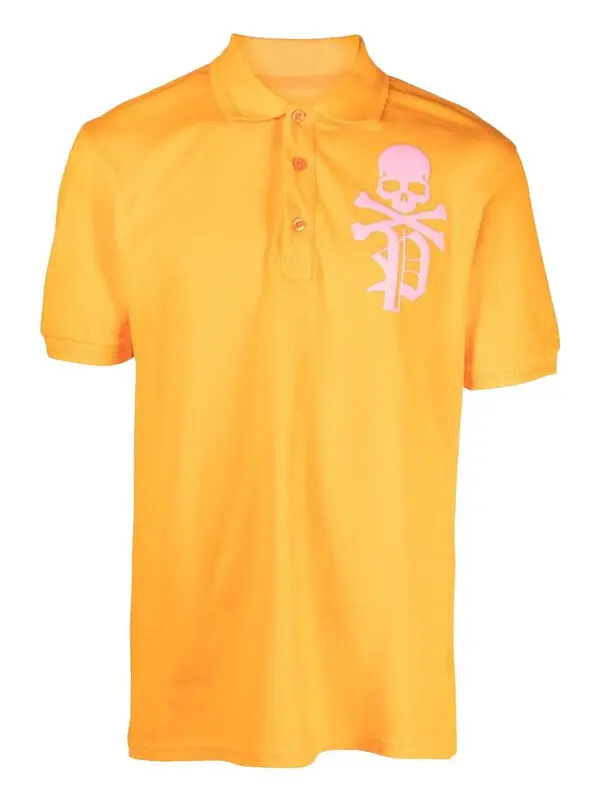 Philipp Plein Skull-print Short-sleeve Polo Shirt - Orange