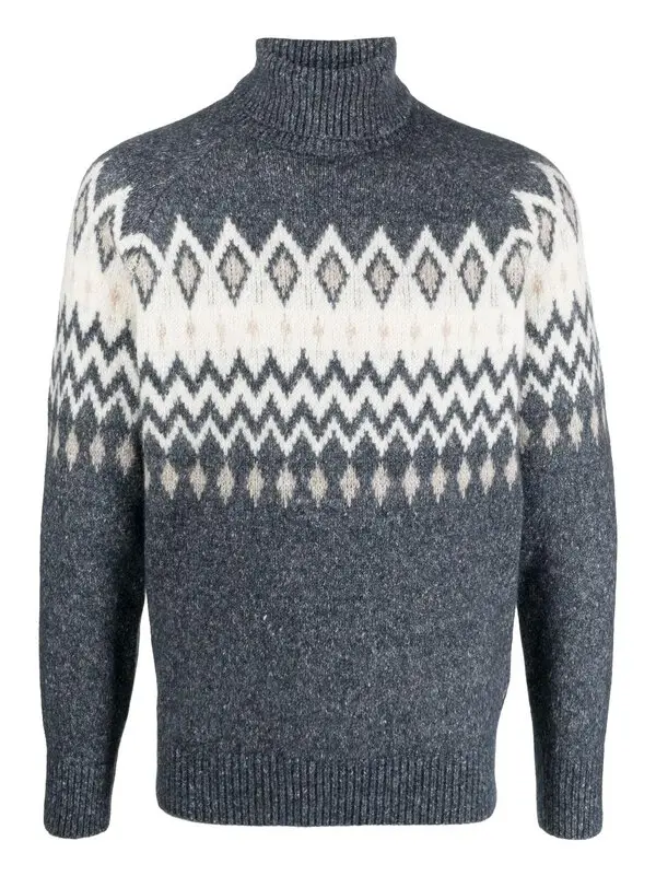 Brunello Cucinelli Fair-isle Knitted Jumper - Blue