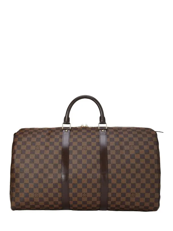 LOUIS VUITTON Damier Ebene Keepall 50 Duffle Bag - Brown