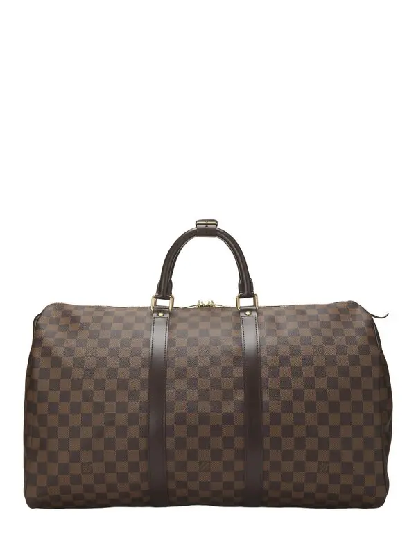 LOUIS VUITTON Damier Ebene Keepall 50 Duffle Bag - Brown