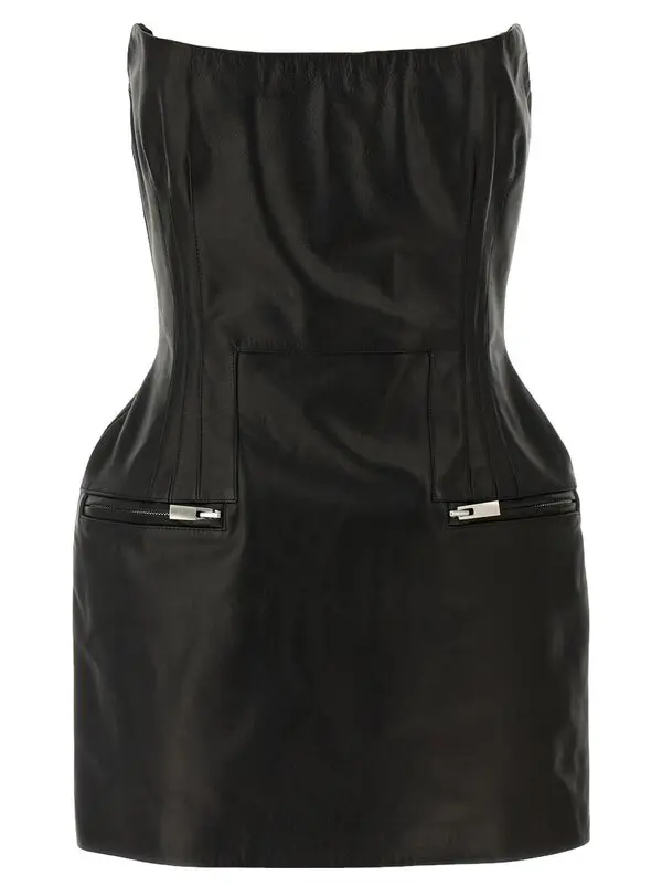 Magda Butrym Leather Mini Dress - Black