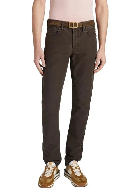 TOM FORD Moleskin Slim Fit Five-pocket Pants - Chocolate